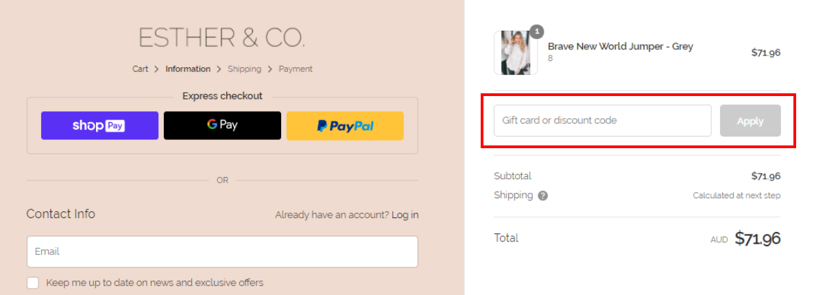 Esther & Co Coupon - 10% Off in June 2026