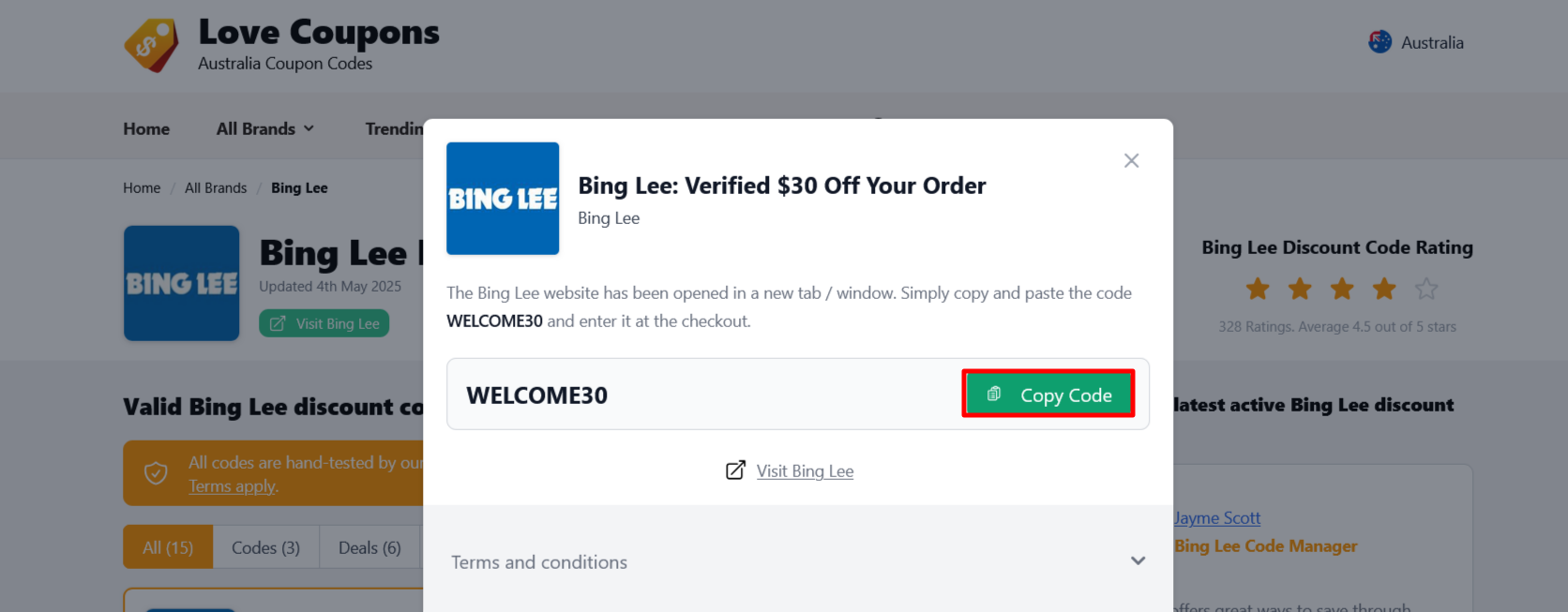 Verified $20 Off | Bing Lee discount codes | January 2026